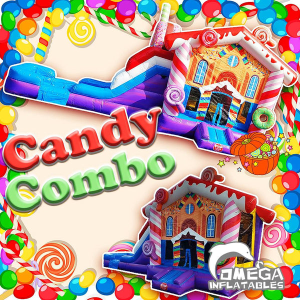 Candy Bounce House Inflatable Wet Dry Combo | Omega Inflatables Factory