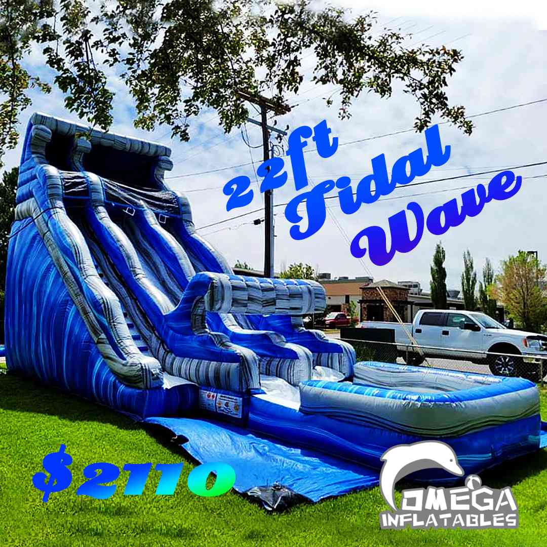 22FT Tidal Wave Inflatable Dual Lane Water Slide – Omega Inflatables ...