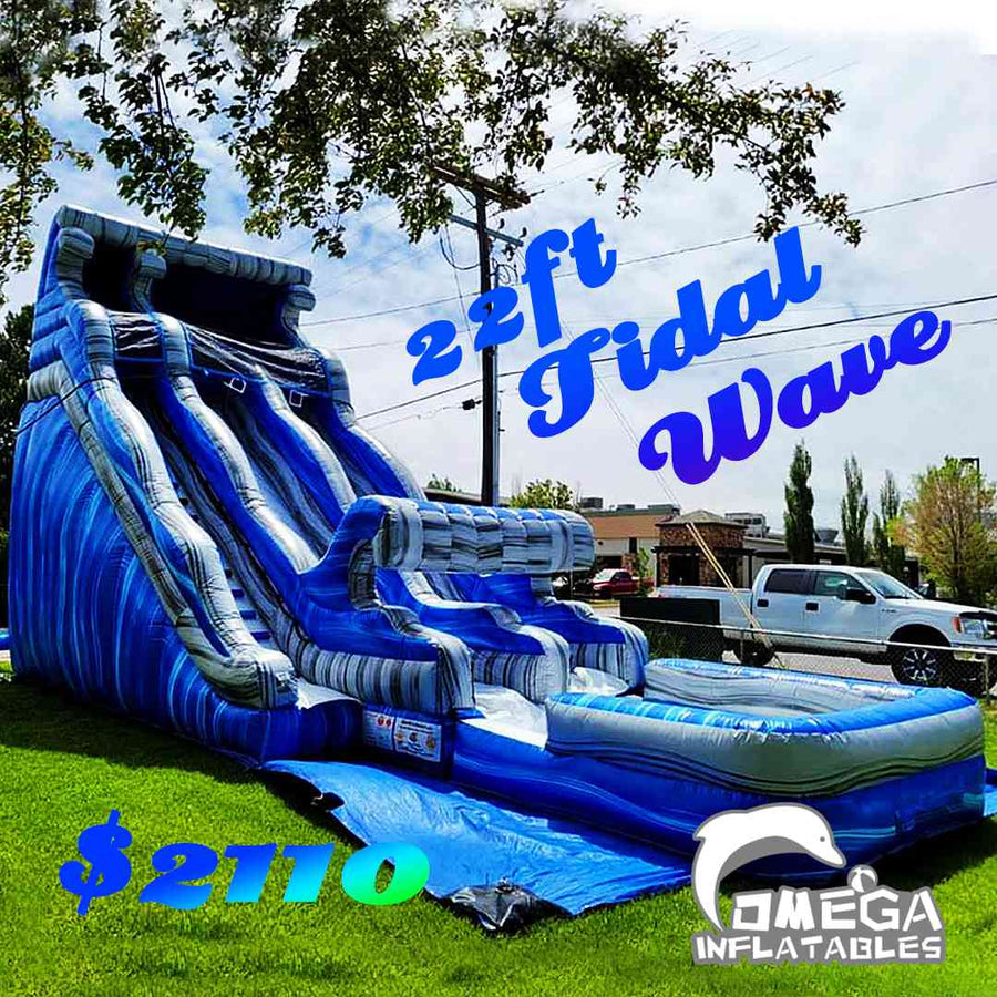 22FT Tidal Wave Inflatable Dual Lane Water Slide – Omega Inflatables ...