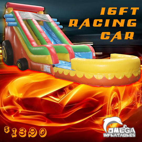 16FT Commercial Inflatables Racing Car Water Slide – Omega Inflatables ...