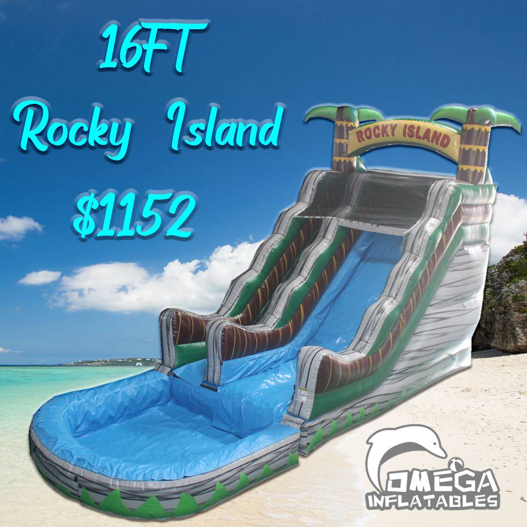 16FT Rocky Island Inflatable Water Slide – Omega Inflatables Factory