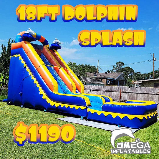 18FT Dolphin Splash Wet Dry Slide – Omega Inflatables Factory