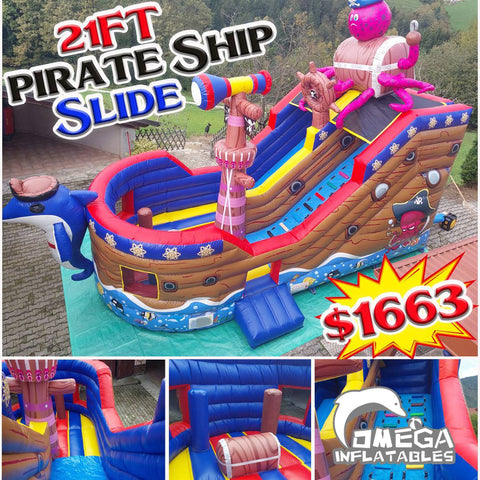 21FT Pirate Ship Slide Commercial Inflatable – Omega Inflatables Factory