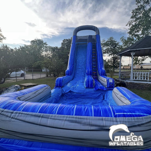 Customer Feedback Photo of 22FT Inflatable Marble Blue Water Slide (36 ...