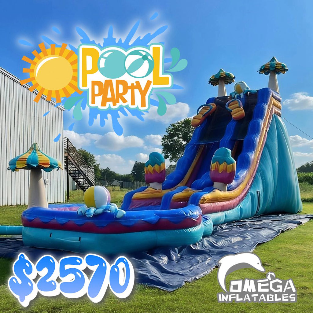 25FT Pool Party Water Slide – Omega Inflatables Factory