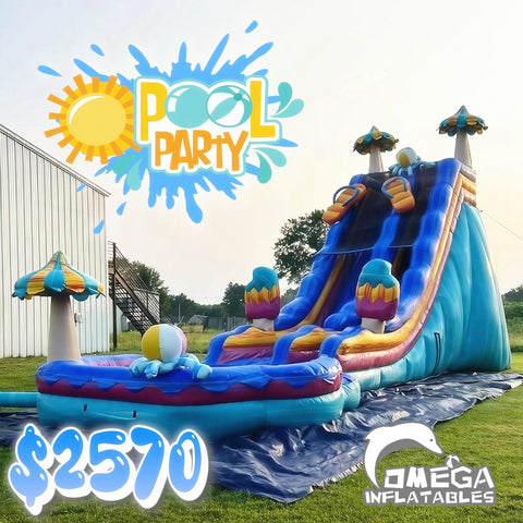 25FT Pool Party Water Slide – Omega Inflatables Factory