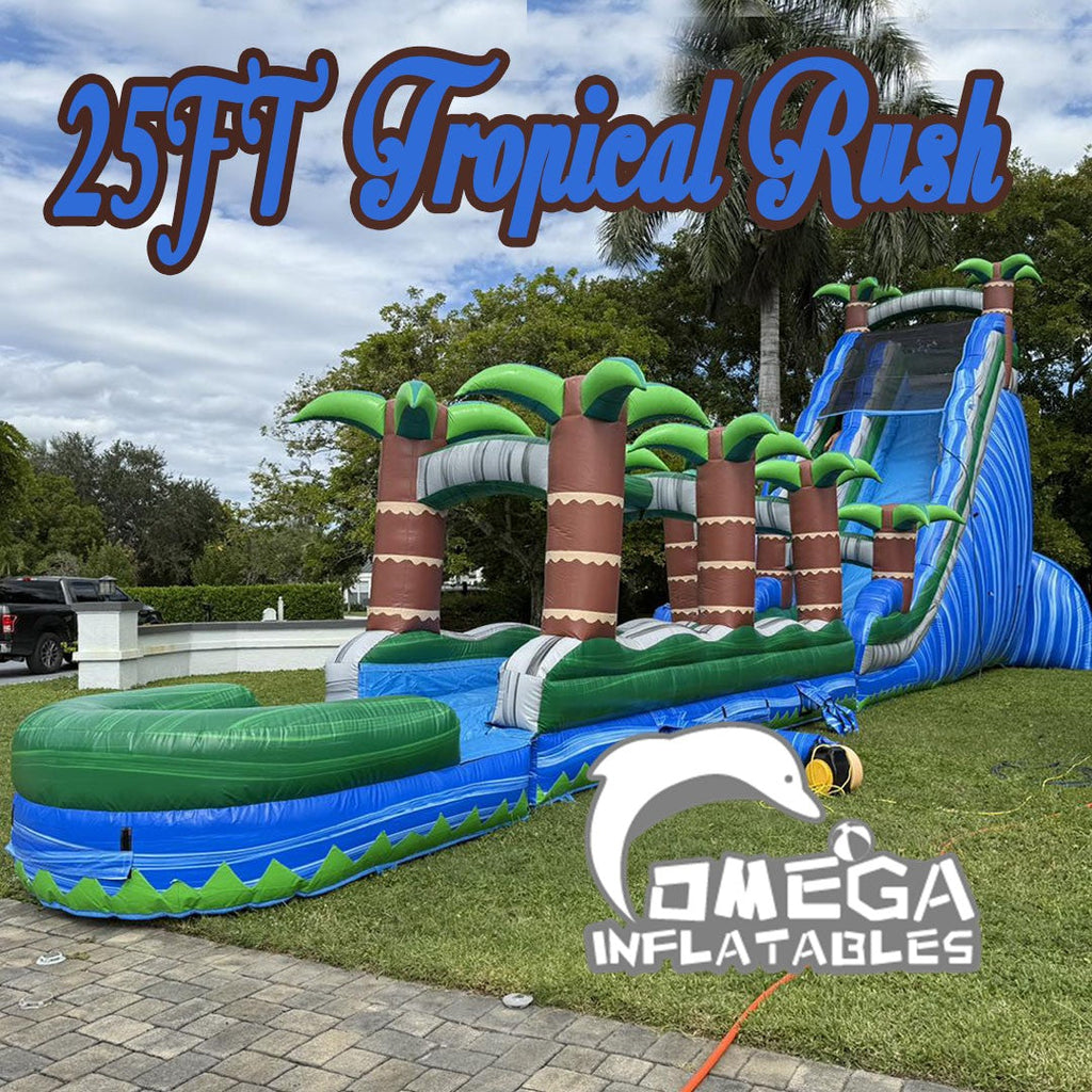 25FT Tropical Rush Splash Big Water Slide – Omega Inflatables Factory