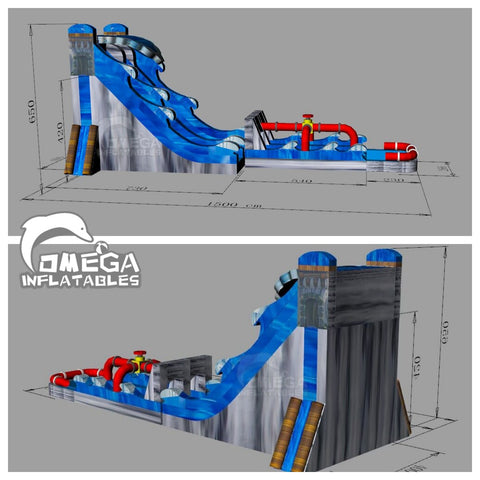 3D designs of 22FT Double-Lane Water Slide – Omega Inflatables Factory