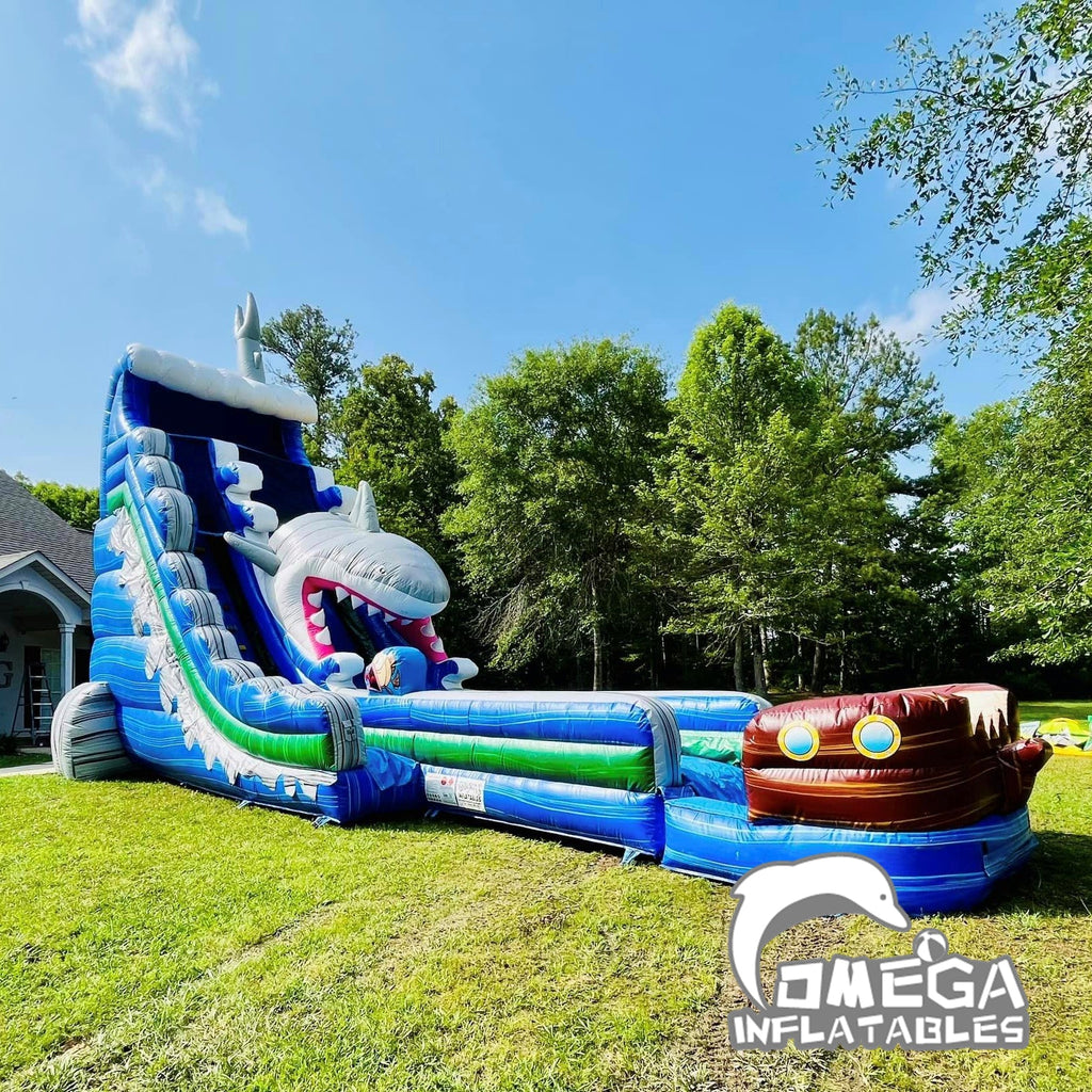 25FT Ship Wreck Shark Attack Water Slide – Omega Inflatables Factory