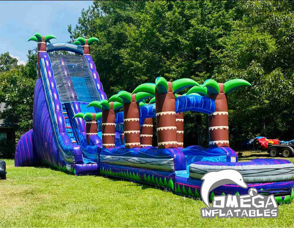 25FT Purple Tropical Splash Water Slide – Omega Inflatables Factory