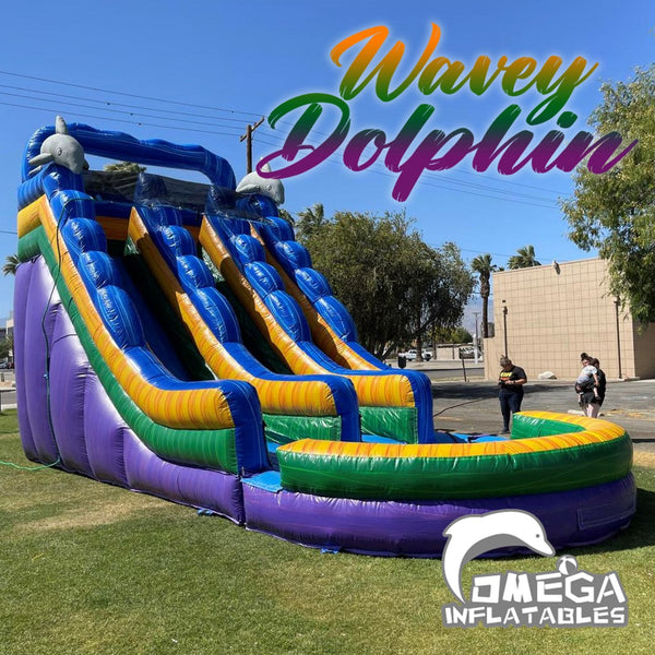 Omega Inflatables Factory - 20FT Dual Wavey Dolphin Water Slide