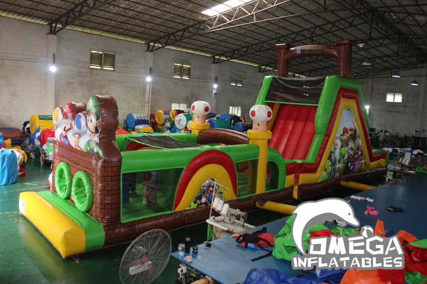Omega Inflatables Factory - Dual Lane Zip Thru Obstacle Course
