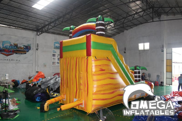 Omega Inflatables Factory - 16FT Rainbow Palm Tree Wet Dry Slide