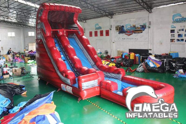 18FT Inflatables Supplier Marble Red Wet Dry Slide | Omega Inflatables ...