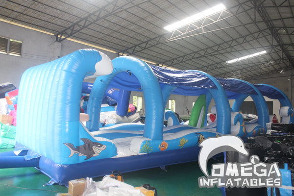 Omega Inflatables Factory - Surf the Wave Slip N Slide with Roof