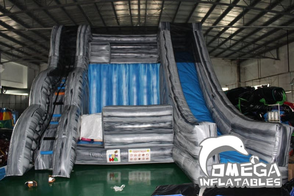 Grey Marble Cliff Jump with Slide | Omega Inflatables Factory