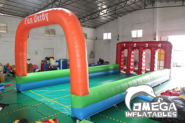 Omega Inflatables Factory - Inflatable 4 Lanes Fun Derby Game