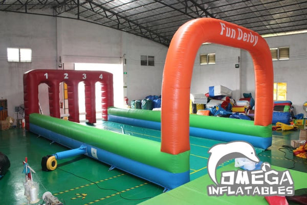 Omega Inflatables Factory - Inflatable 4 Lanes Fun Derby Game