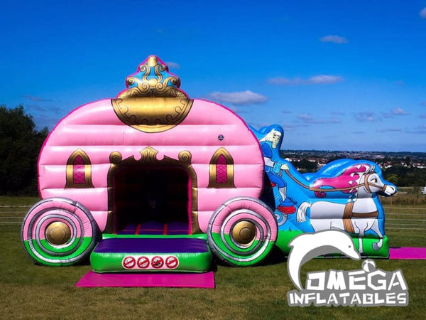 Omega Inflatables Factory - Princess Carriage Bouncy Castle With Slide